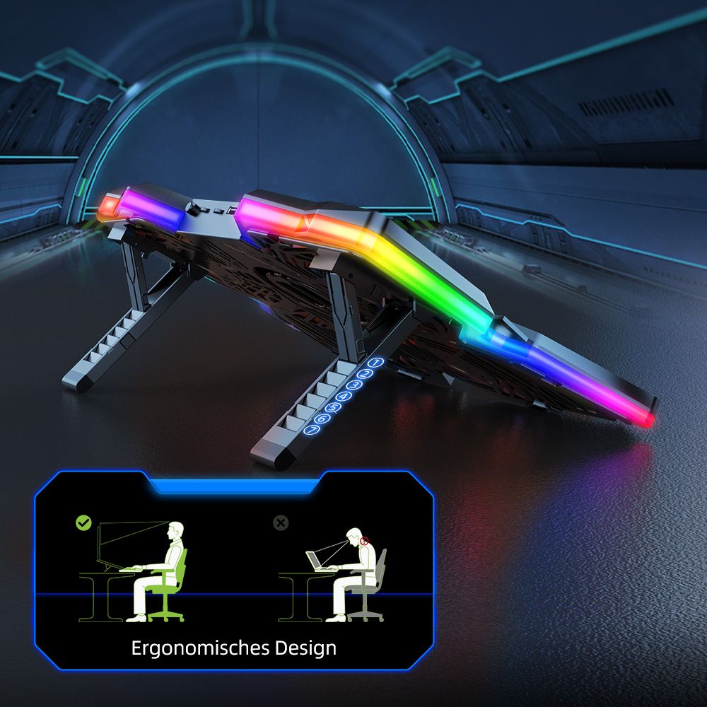 Offgridtec laptop cooler ventilated laptop stand with USB port K25 PRO red